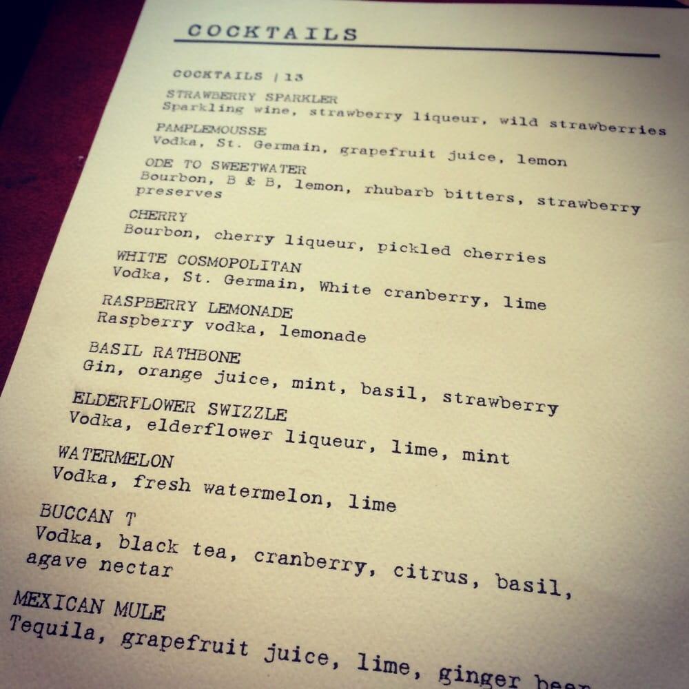 Menu at Buccan restaurant, Palm Beach