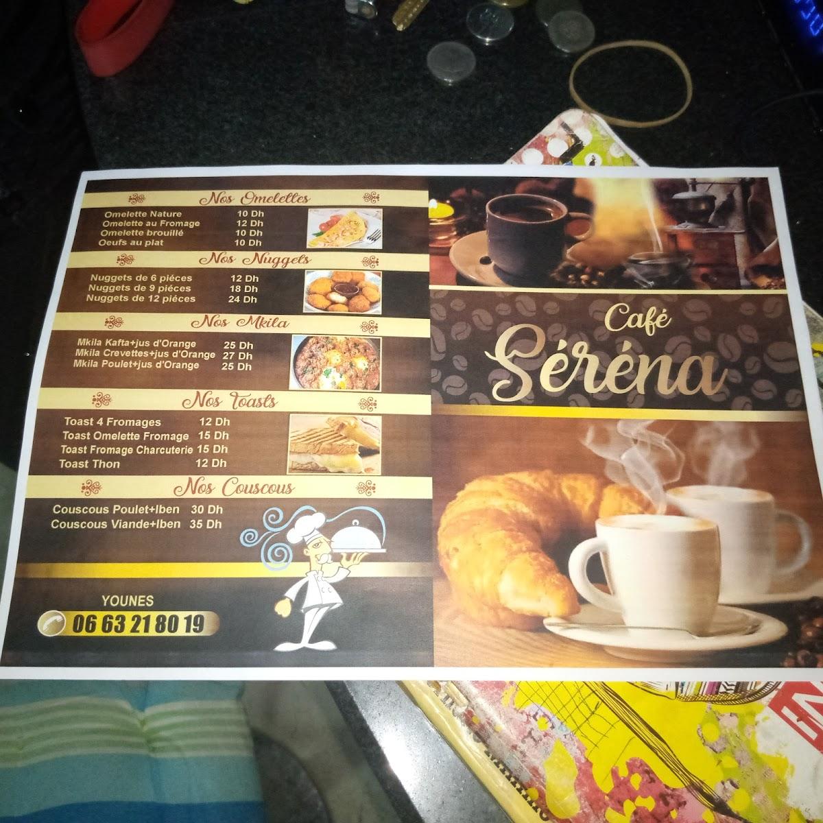 Menu at Café Serena cafe, Casablanca