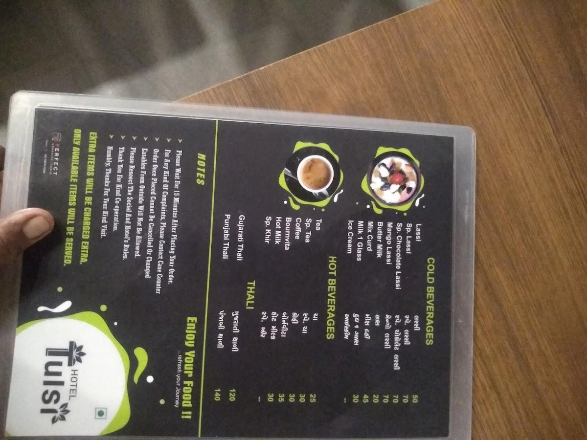 Menu at Hotel Tulsi, Manglege