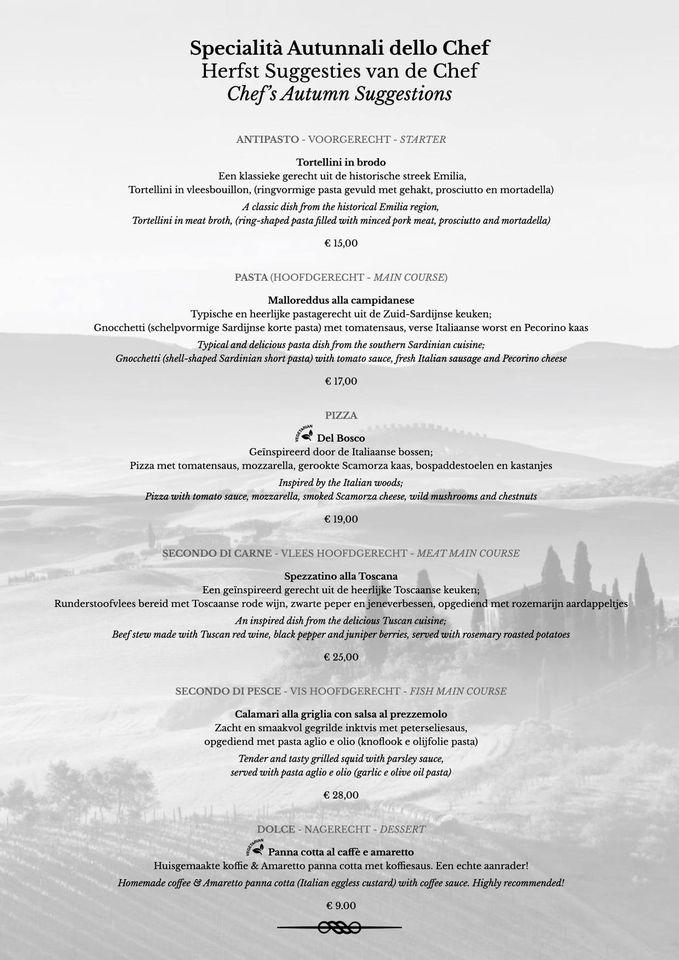 Menu at La Luna Rossa, Sint-Niklaas