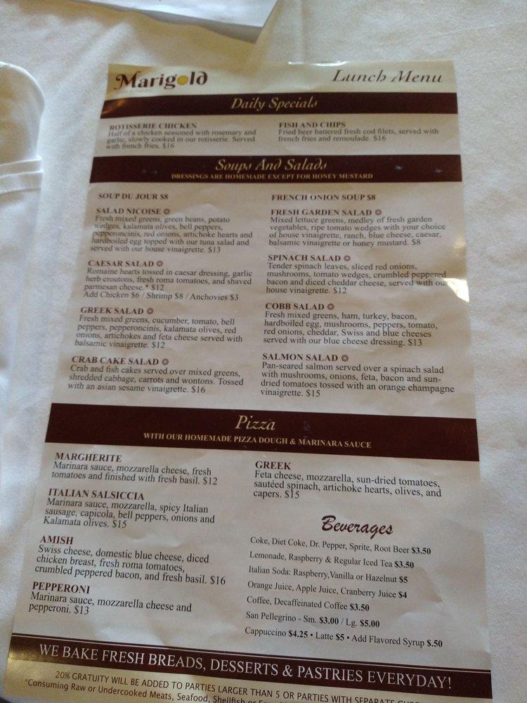 Menu at Marigold Cafe & Bakery, Colorado Springs