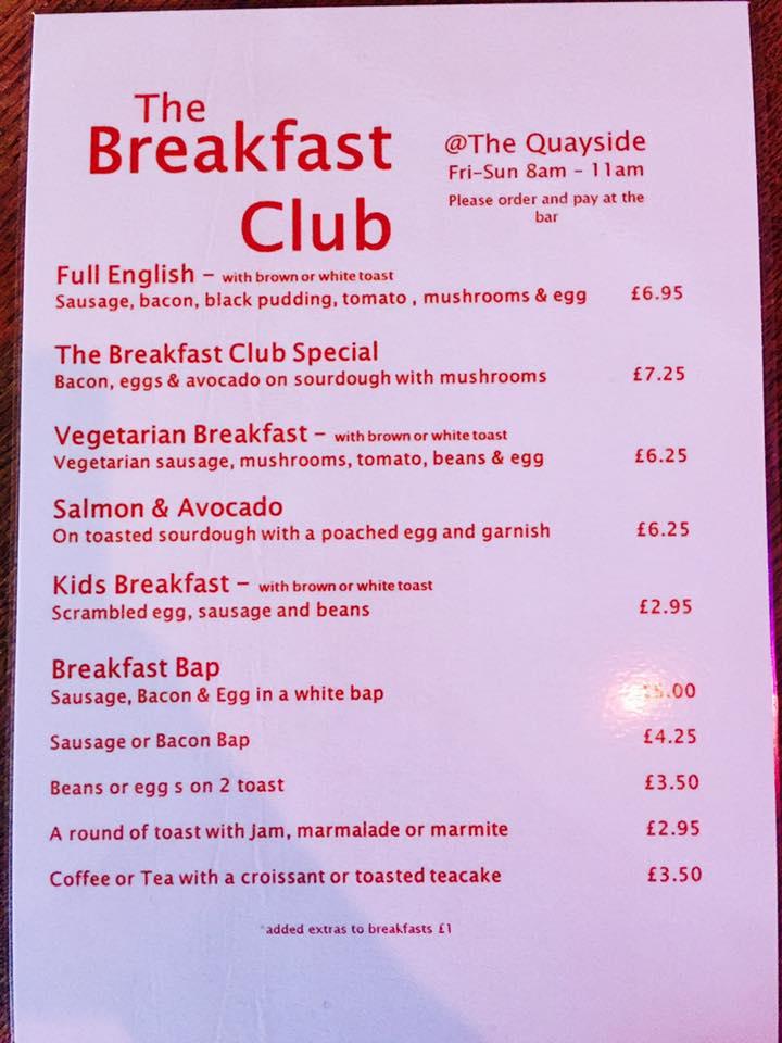Menu at Quayside bar & kitchen, Whitstable