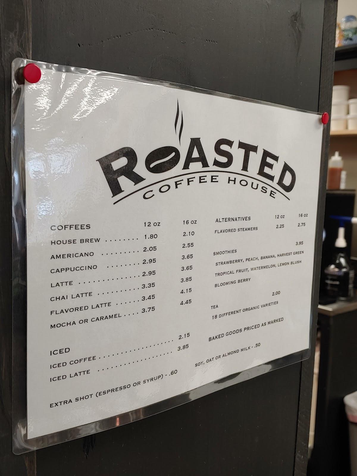 Menu at Roasted Coffee House, Sidney