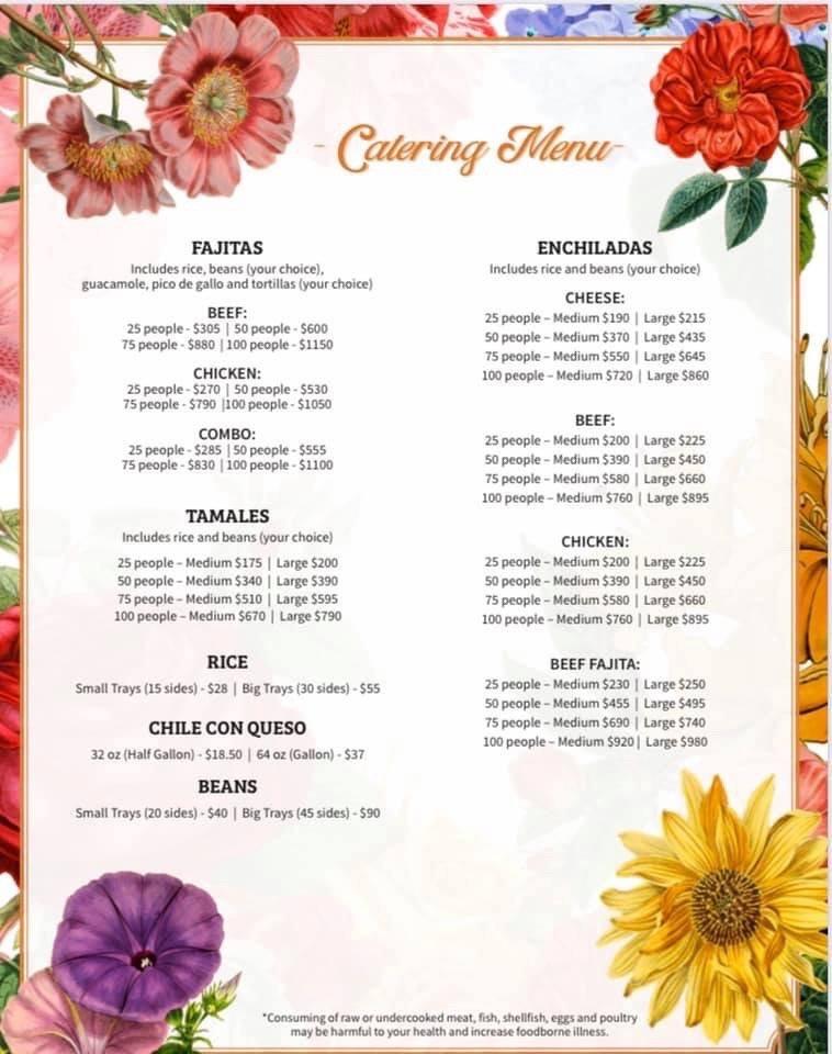 Menu at Las Flores restaurant, Alvin, 306 E House St