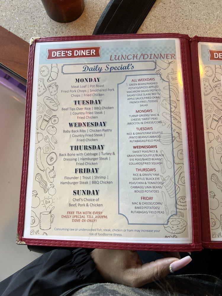 Menu at Dee's Diner restaurant, Goldsboro, W Grantham St