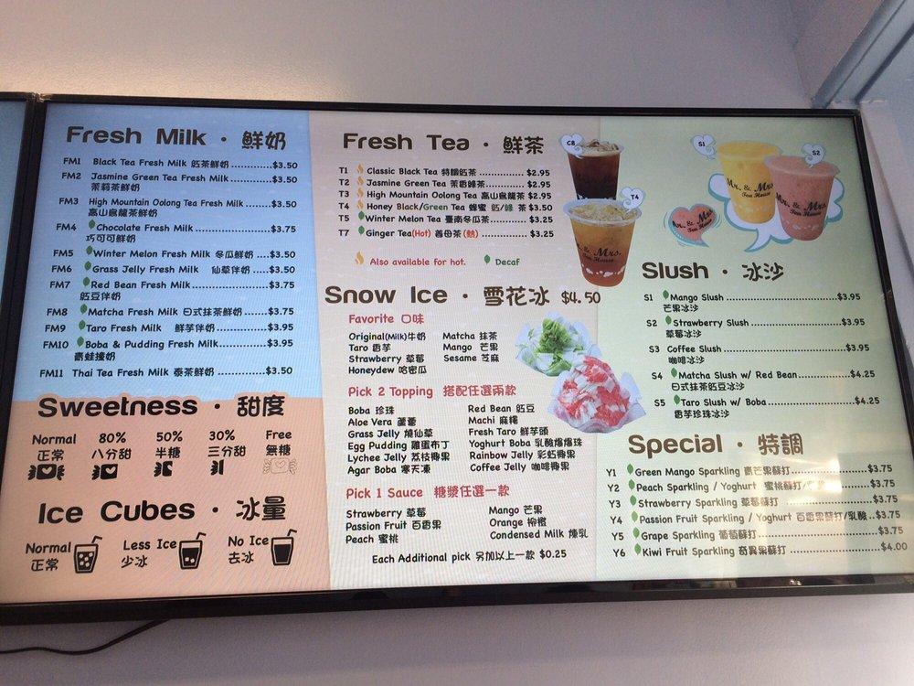 Menu at Mr & Mrs Tea House desserts, San Francisco
