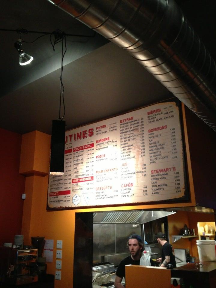 Menu at Poutine Centrale restaurant, Montréal, Rue Hochelaga