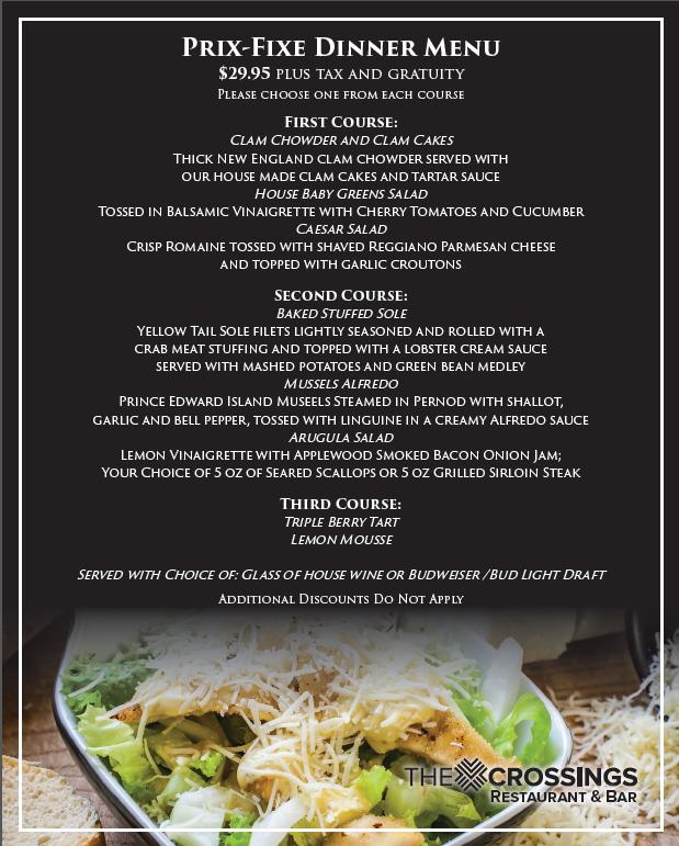 Menu at The Crossings pub & bar, Warwick
