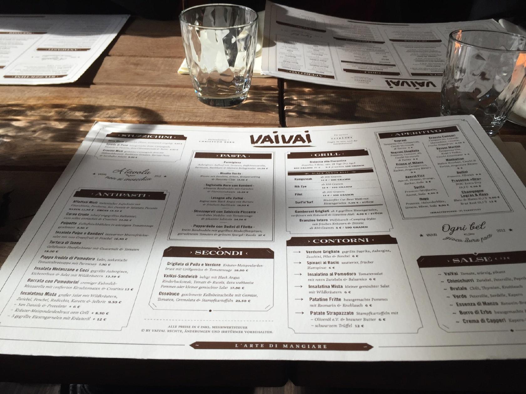 Speisekarte von VAIVAI steakhaus, Frankfurt am Main