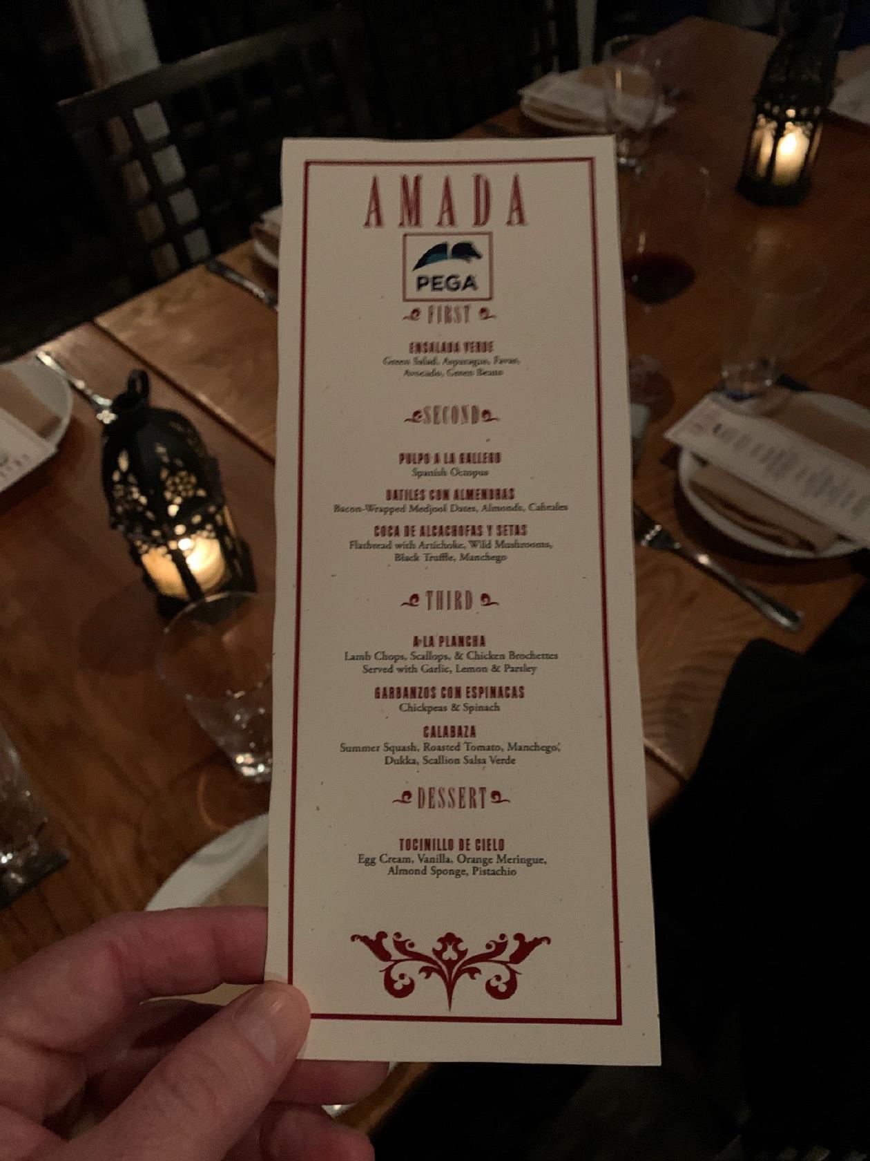 Menu at Amada pub & bar, Philadelphia