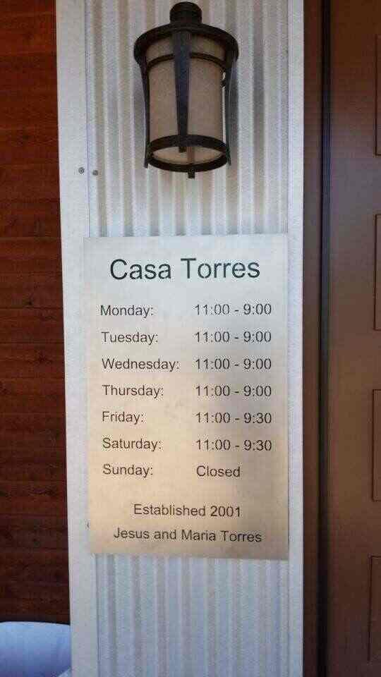 Menu at Casa Torres Mexican Restaurant, Decatur