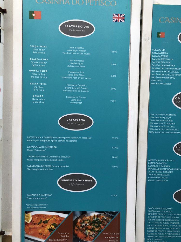 Menu em Casinha do Petisco restaurante, Lagos