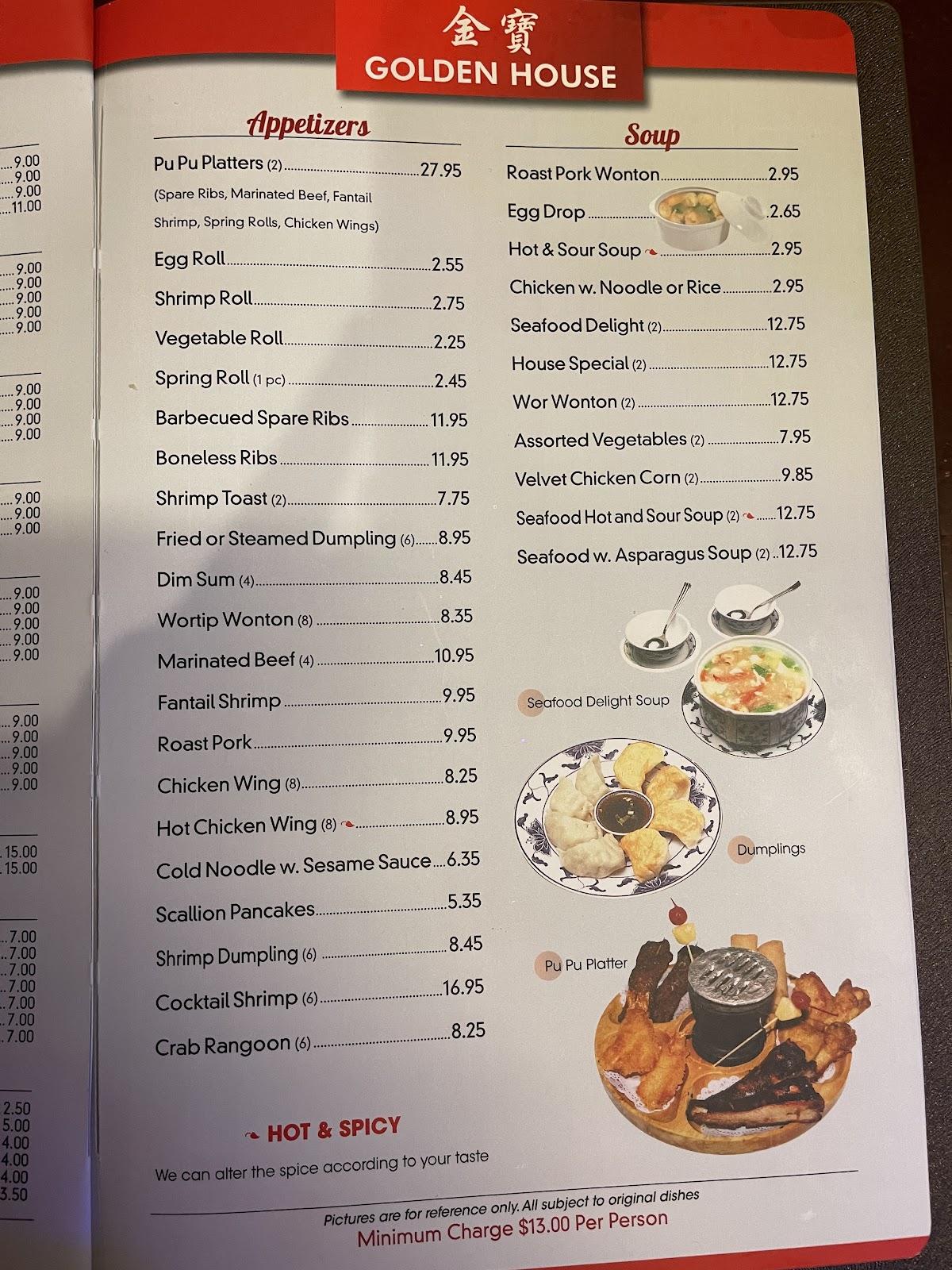 Menu at Golden House restaurant, Jefferson Valley-Yorktown