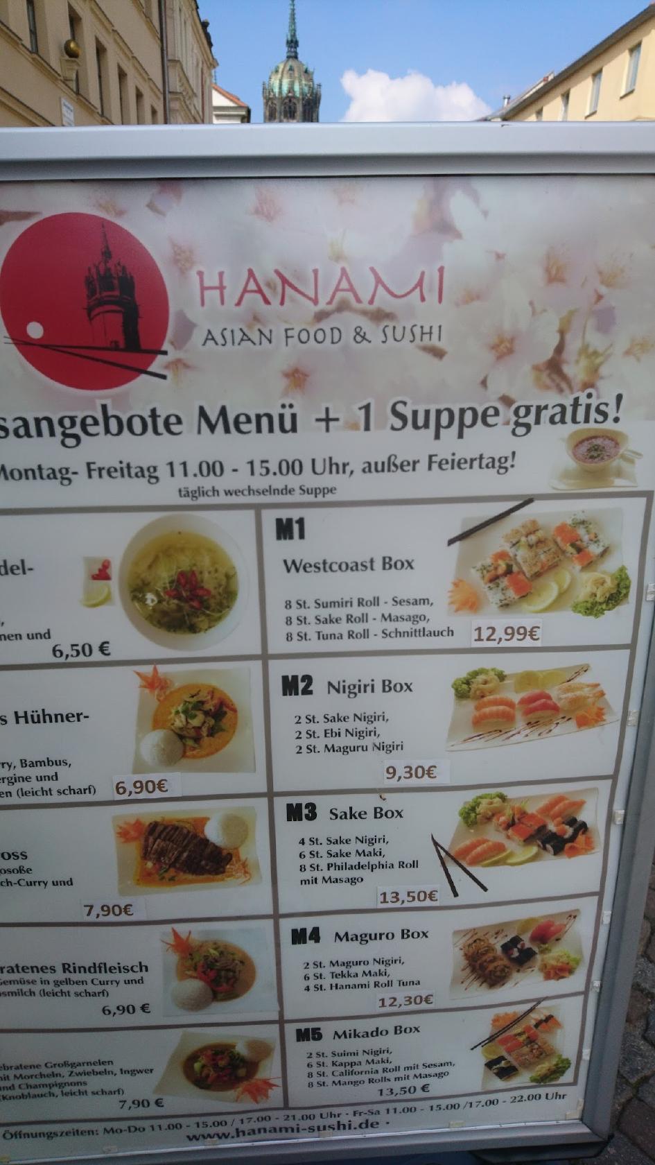 Speisekarte von Hanami Sushi Asian Food restaurant, Lutherstadt Wittenberg