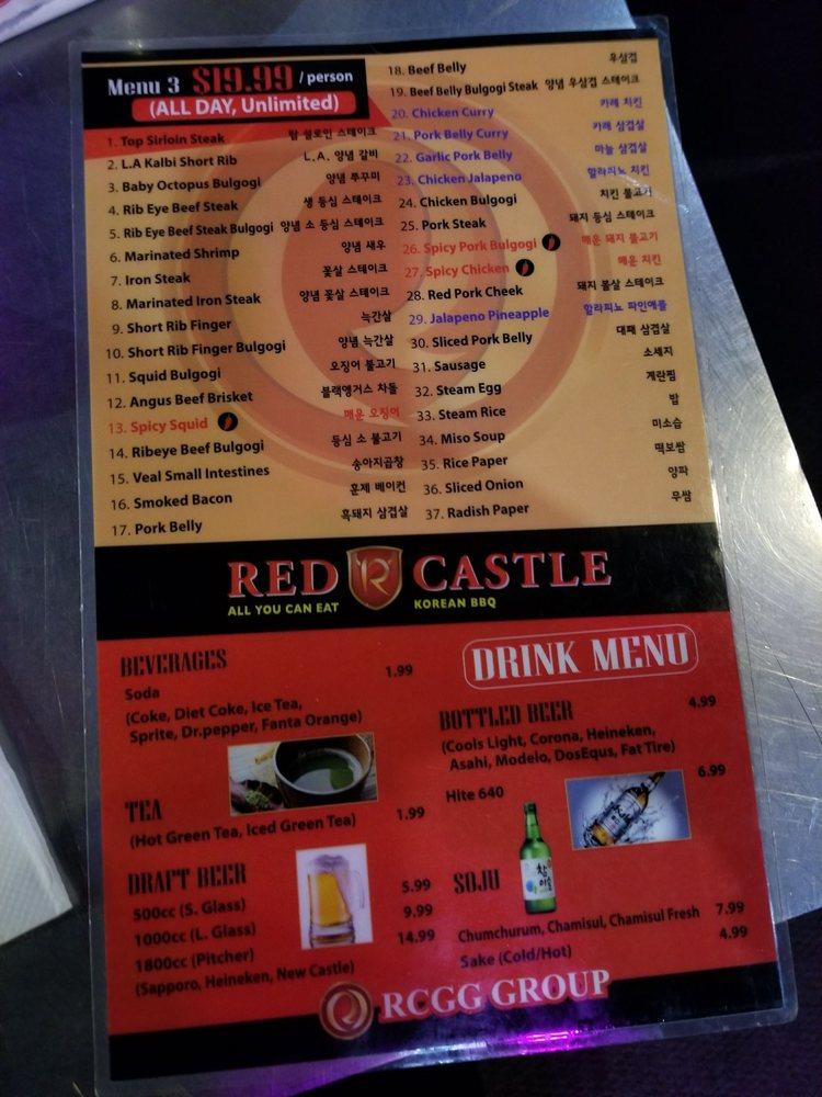 Menu at Red Castle Korean BBQ, Garden Grove