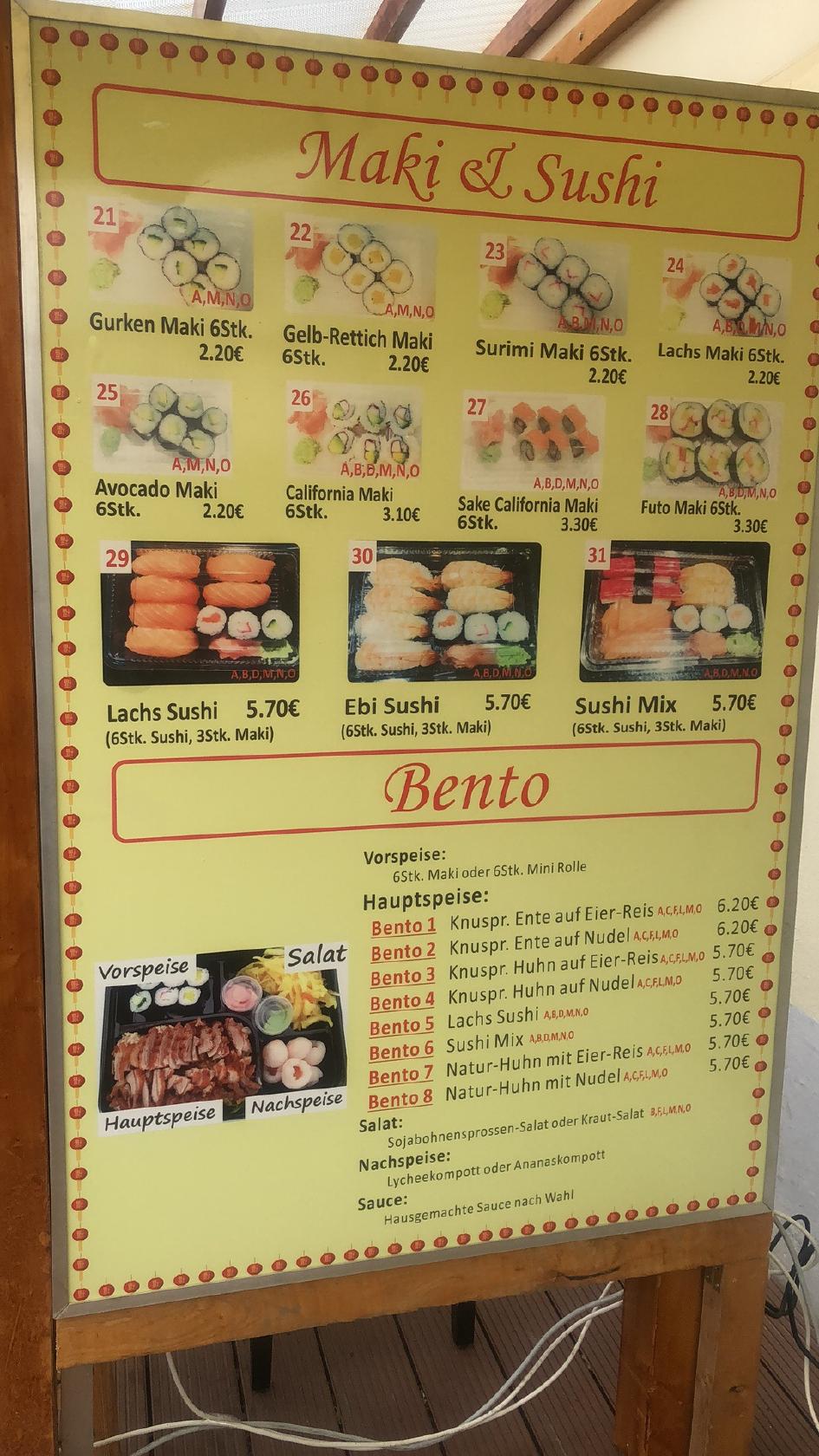 Speisekarte von ZHAO-Fu ASIA Imbiss restaurant, Eisenstadt