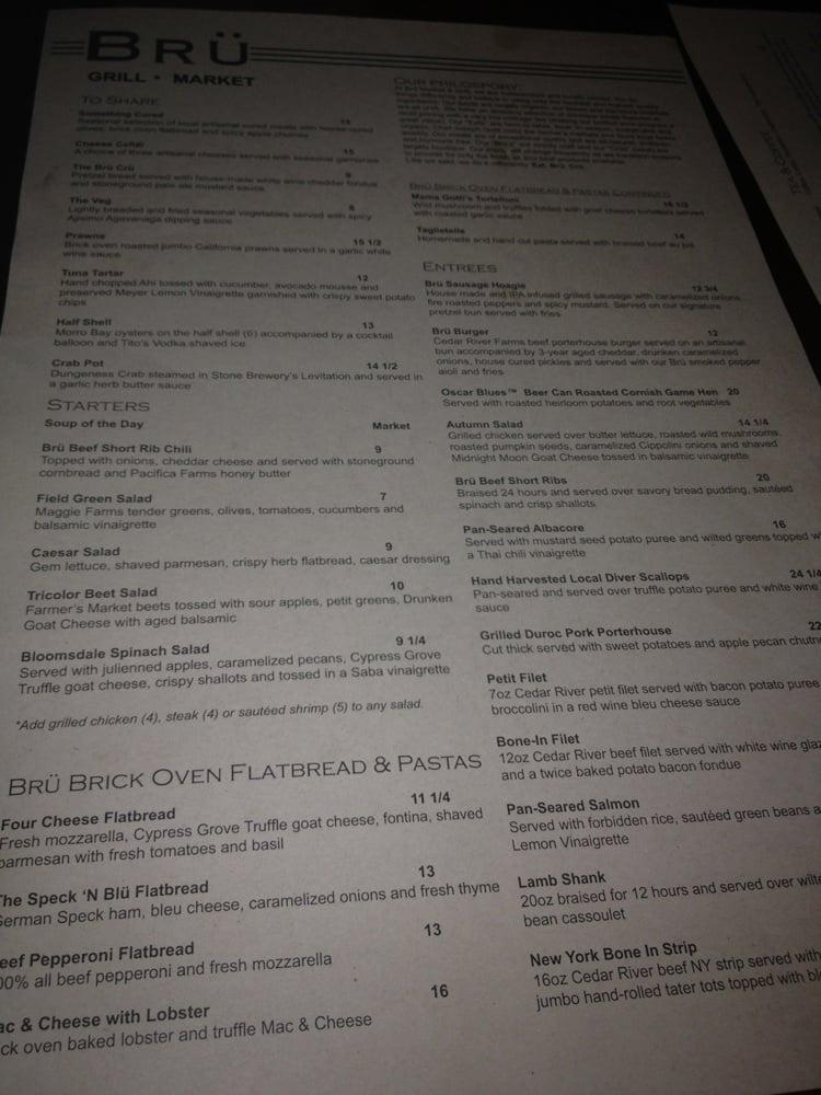 Menu at Brü Grill & Market pub & bar, Lake Forest