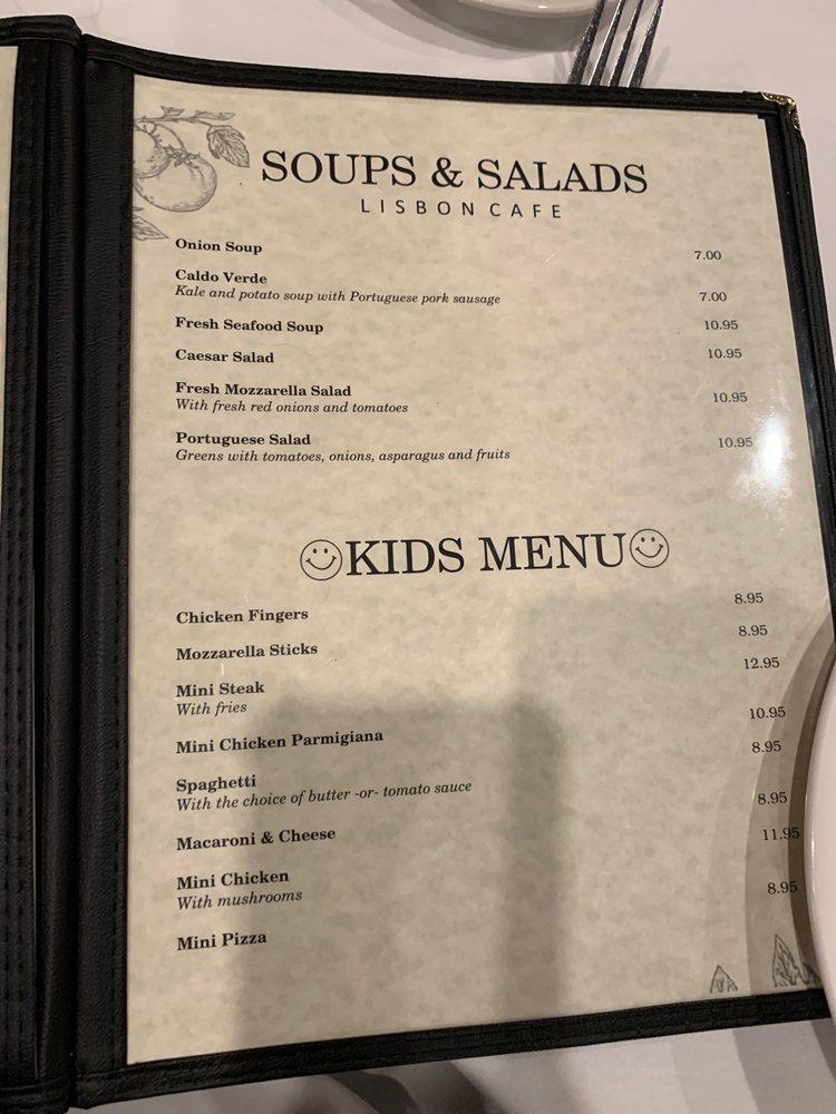 Menu at Lisbon Cafe, Mineola