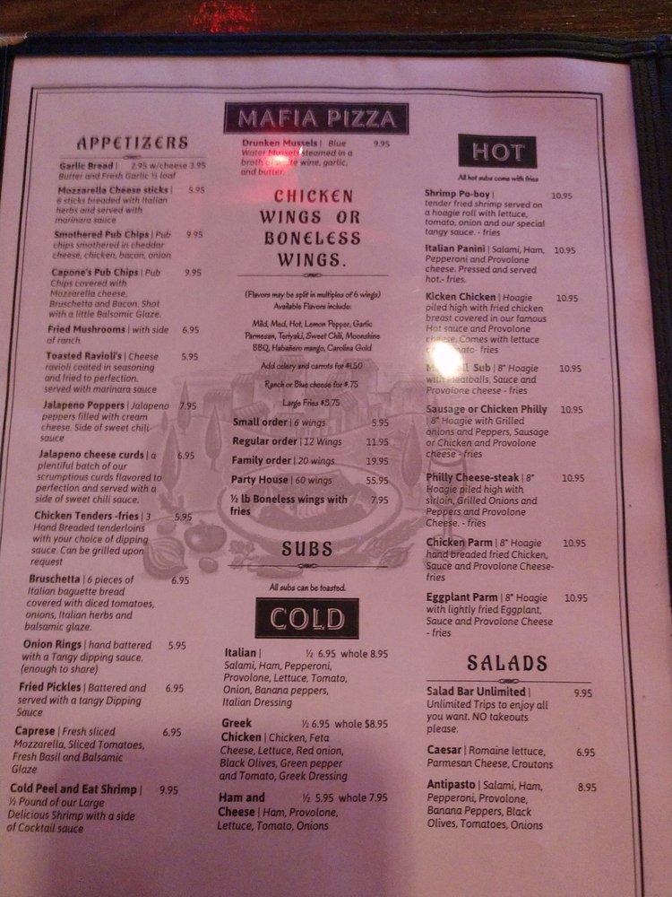 Menu at Mafia Pizza and Speakeasy Sportsbar, Monticello