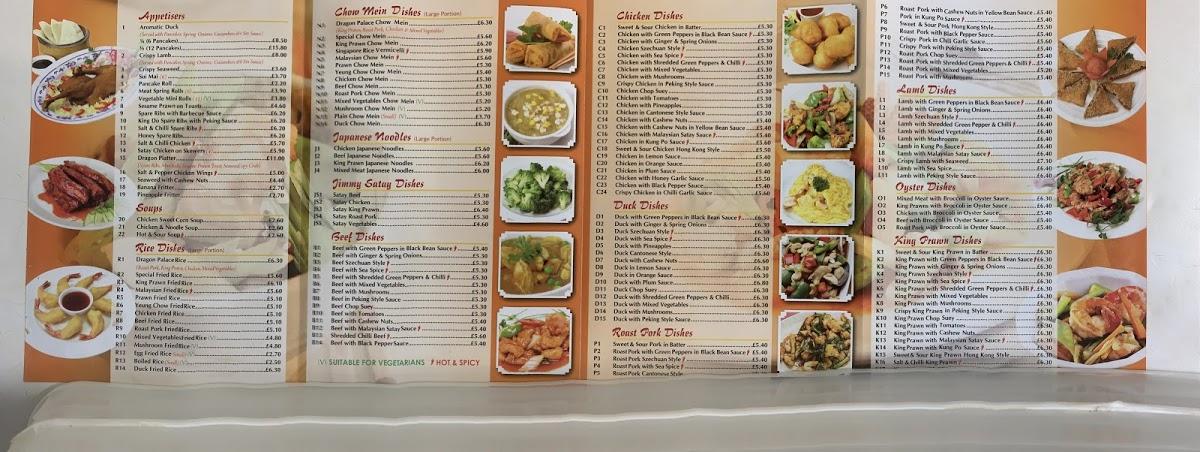 Carta del restaurante Dragon Palace, Ilminster, 9 East St