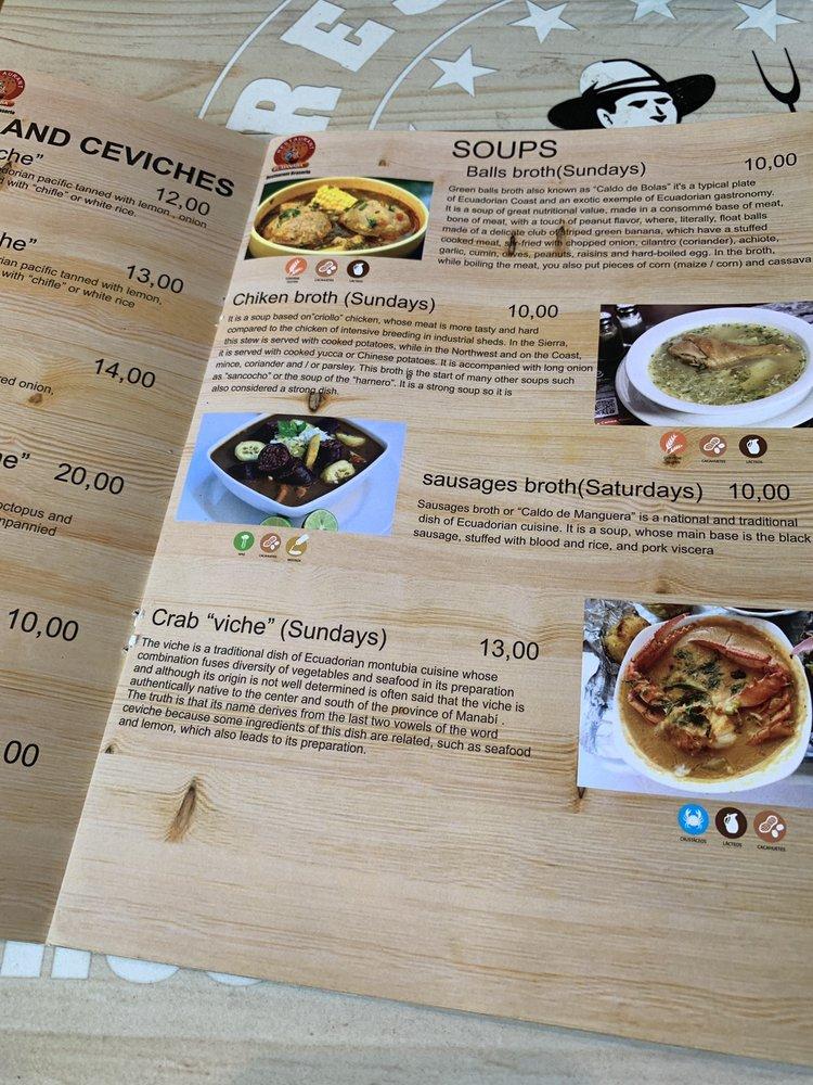 Menu at El Manaba restaurant, Barcelona, C/ de Provença