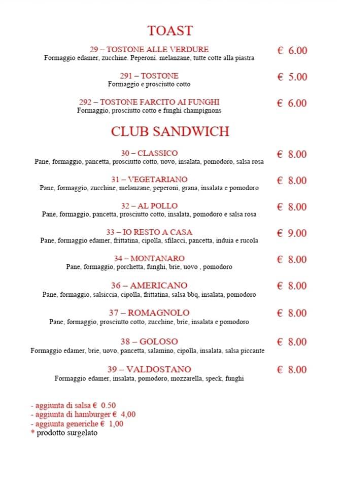 Menu at Granny's Pub, Oderzo