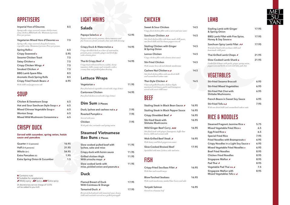 Menu at Met Su Yan - Golders Green restaurant, London, 134 Golders Green Rd