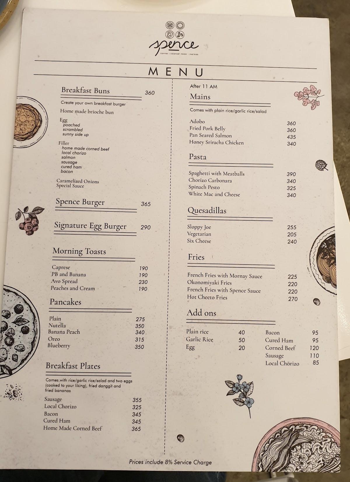 Menu at Spence Cafe & Kitchen, Cebu City, Ground Floor Tower 2 Solinea ...
