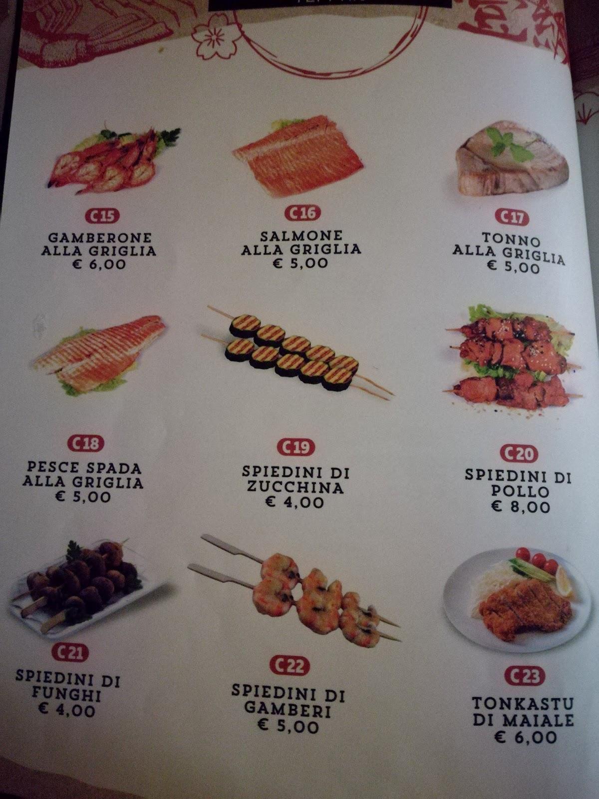 Menu at Sushi one restaurant, Terrasini