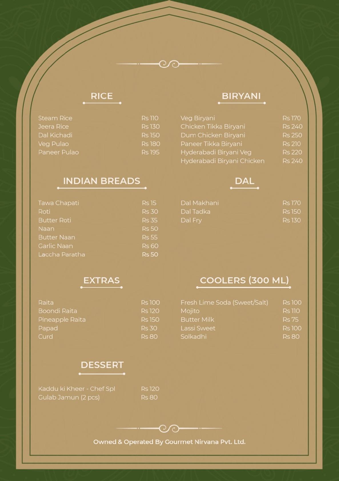 Menu at The Curry Story, Mumbai