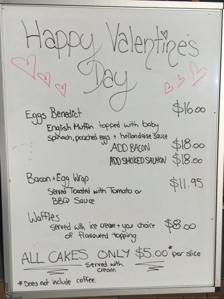 Menu at The Hidden Link Cafe, Coffs Harbour