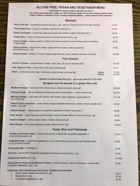 Menu at The Mayflower pub & bar, High Wycombe