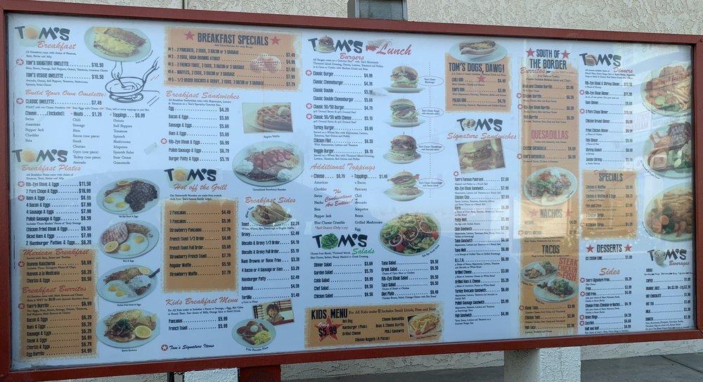 Menu at Tom's Famous Burgers fast food, Hesperia, Bear Valley Rd