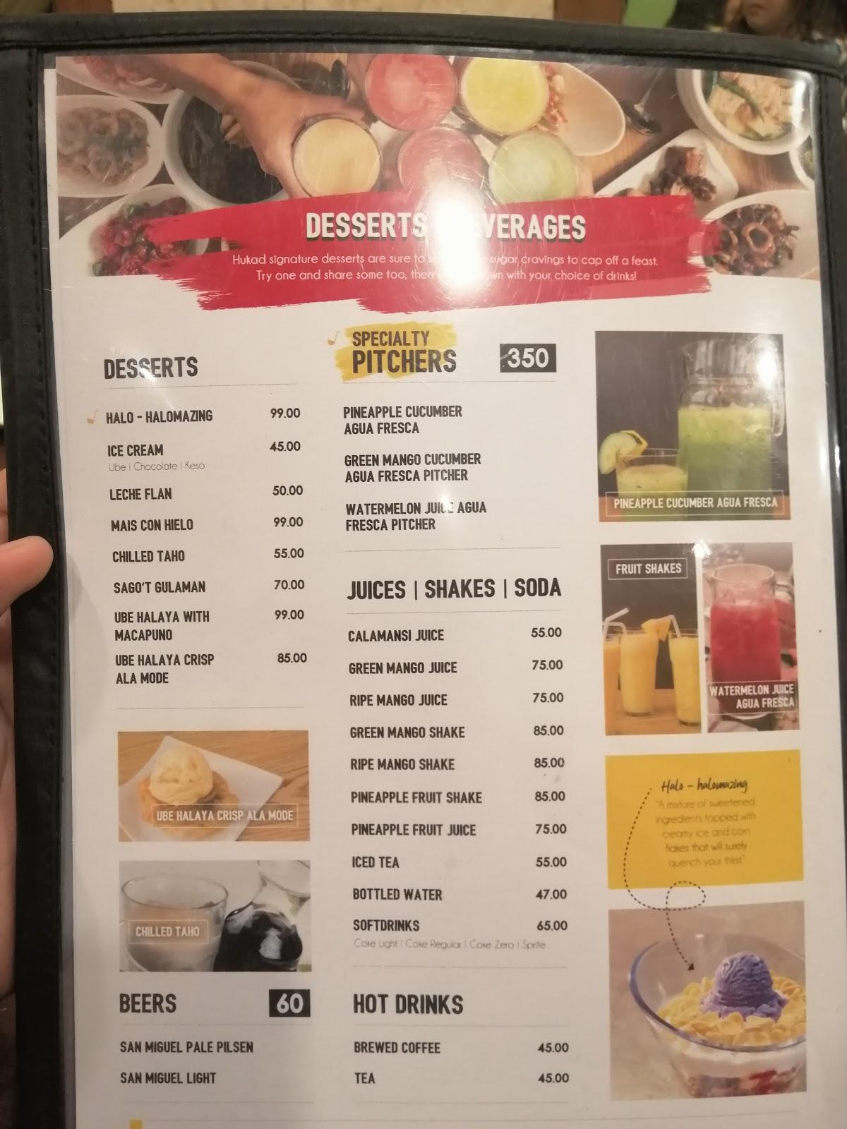 Menu at hukad restaurant, Bacolod