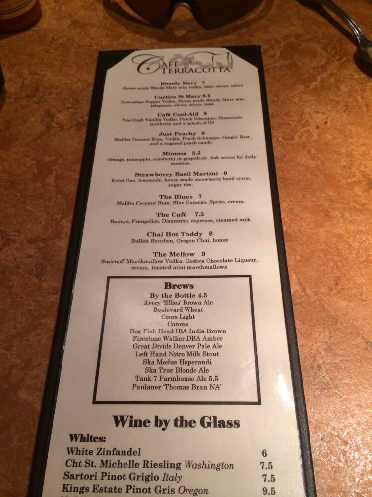 Menu at Cafe Terracotta, Littleton