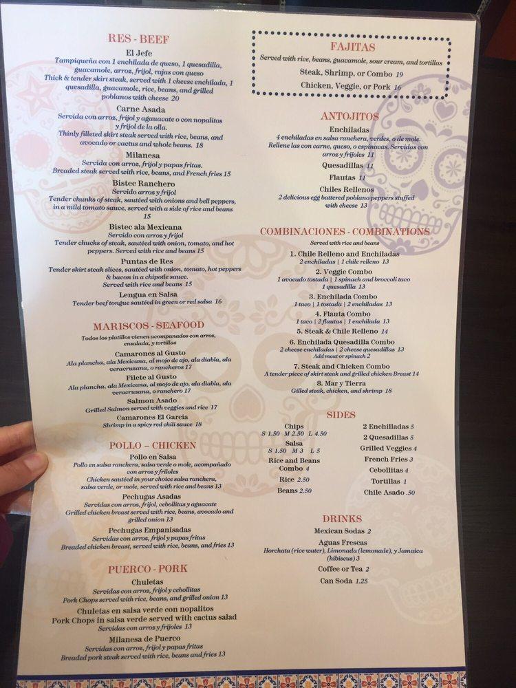 Menu at El Garcia Restaurant, Chicago, N Western Ave
