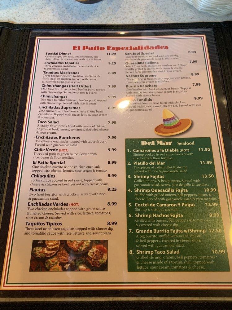 Menu at El Patio Mexican Restaurant, Waterford Township