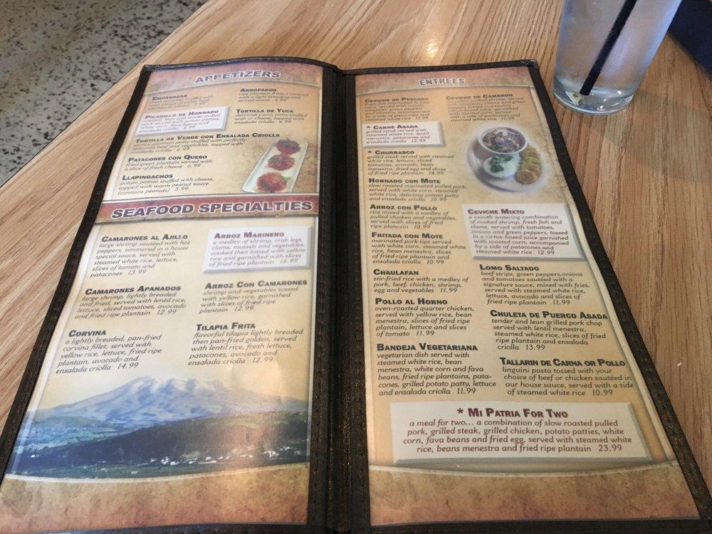 Menu at Mi Patria Ecuadorian Restaurant, West Des Moines