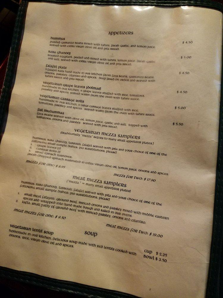 Menu at Riyadh's Lebanese Restaurant, Portland
