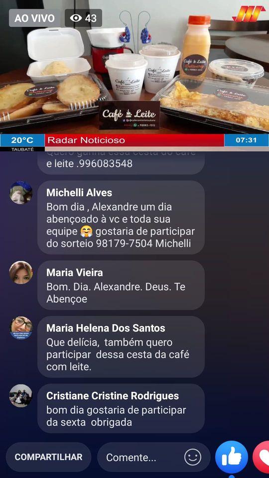 Menu at Café com Leite, Taubaté, R. Jacques Felix