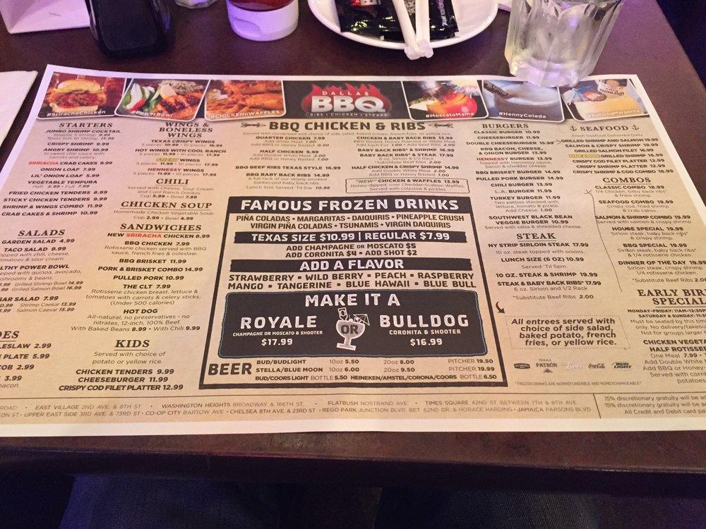 Menu at Dallas BBQ, New York City, 3rd Ave