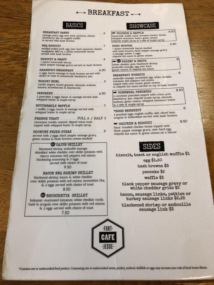 Menu at Fort Jesse Cafe, Normal, Fort Jesse Rd #1