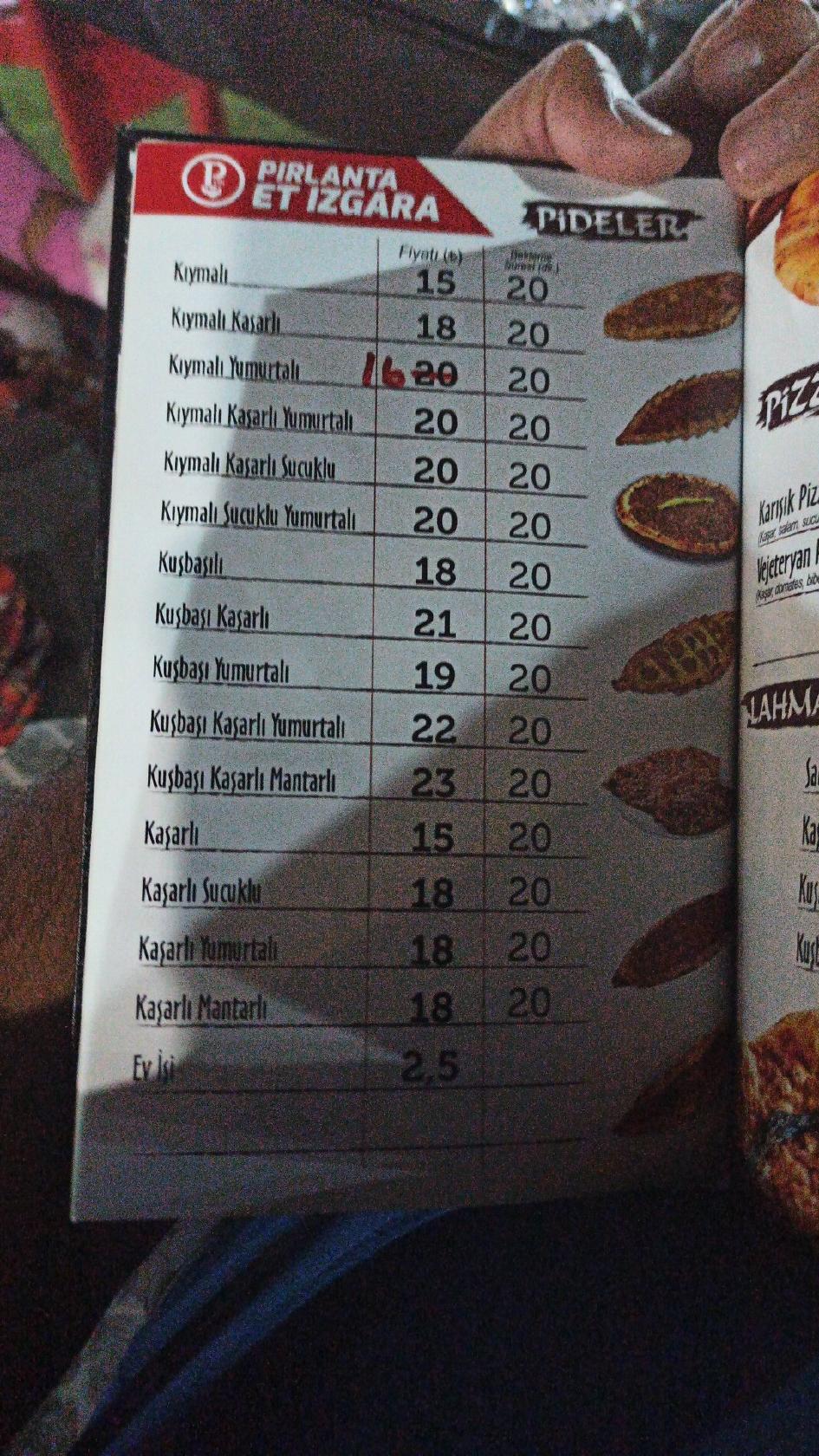 Menu at Pırlanta Et Izgara, Turgutlu