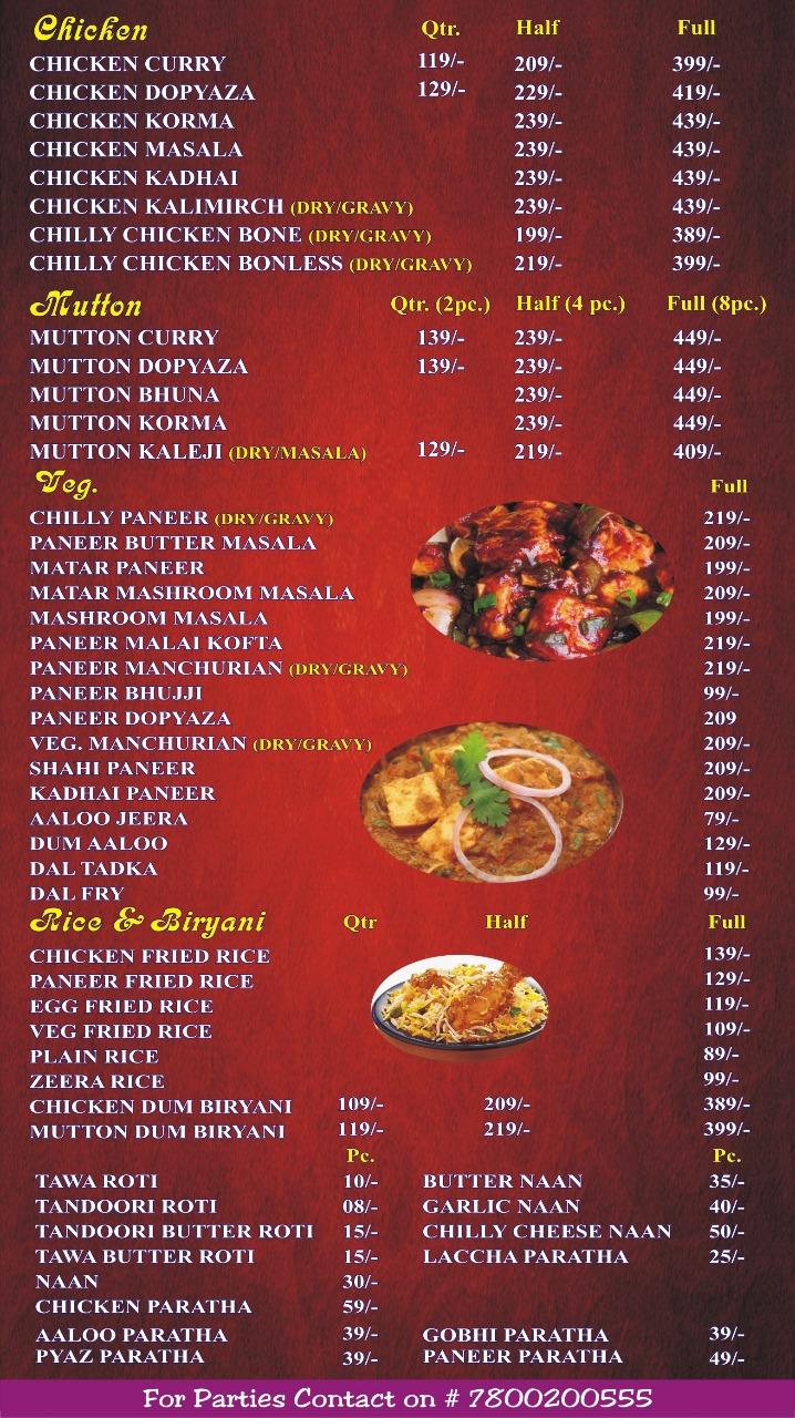 Menu at Zaafrani Kitchen, Raebareli