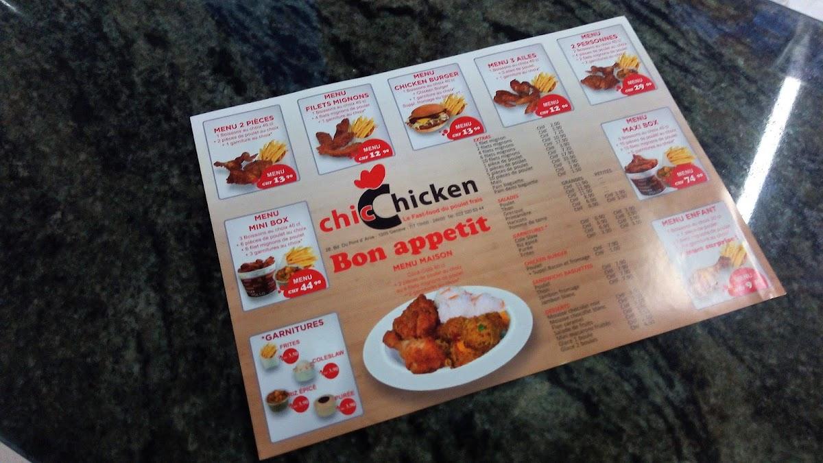 Speisekarte von Chic Chicken, Genf, Boulevard du Pont-d'Arve 28