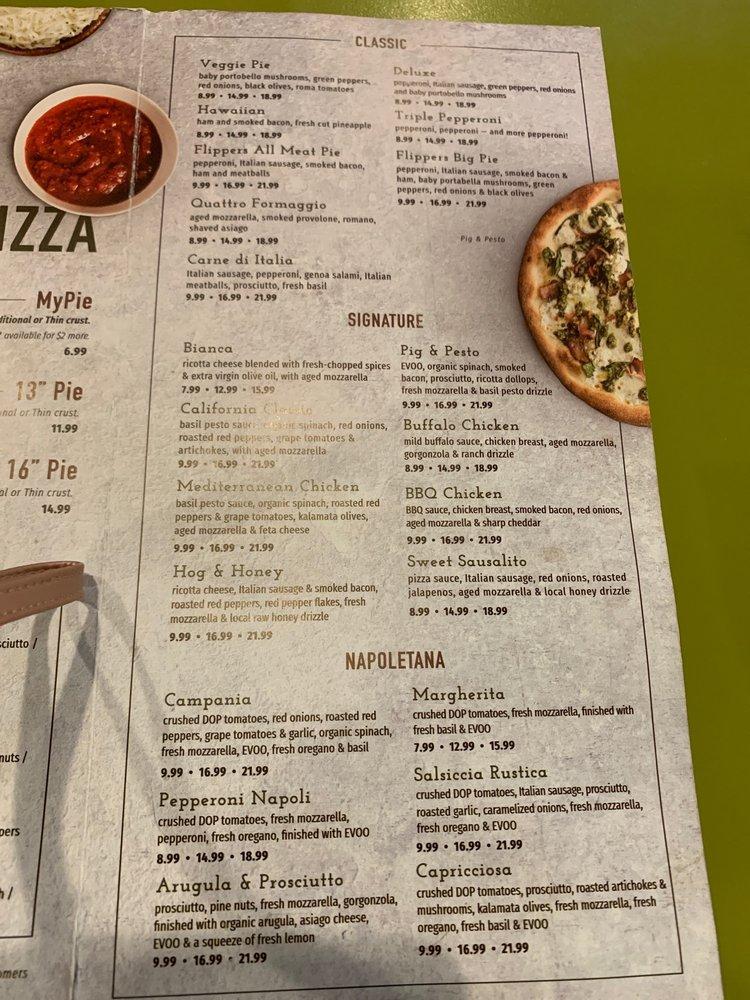 Menu at Flippers Pizzeria, Wildwood, Traverse Trl