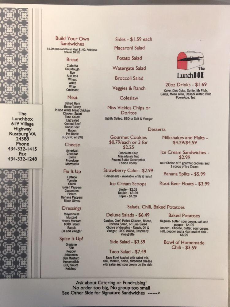 Menu at Lunch Box & Catering desserts, Rustburg