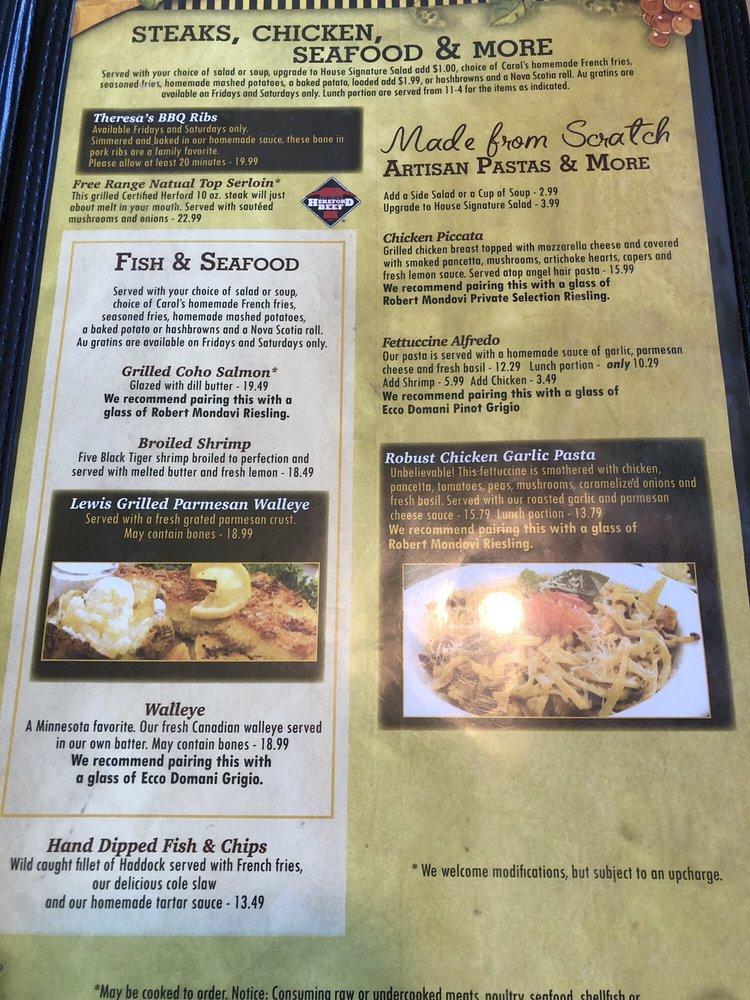 Menu at Carol's restaurant, Blaine, Aberdeen St NE