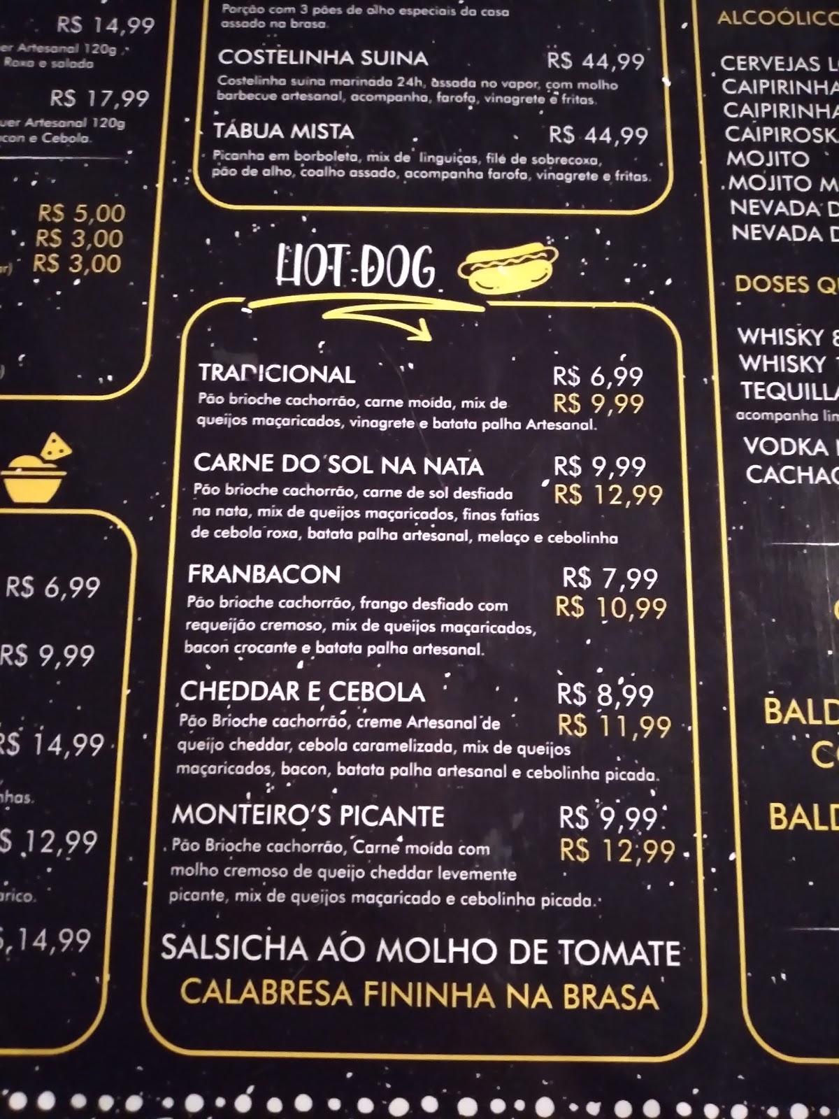 Menu em Monteiro's Burger Grill restaurante, Parnamirim