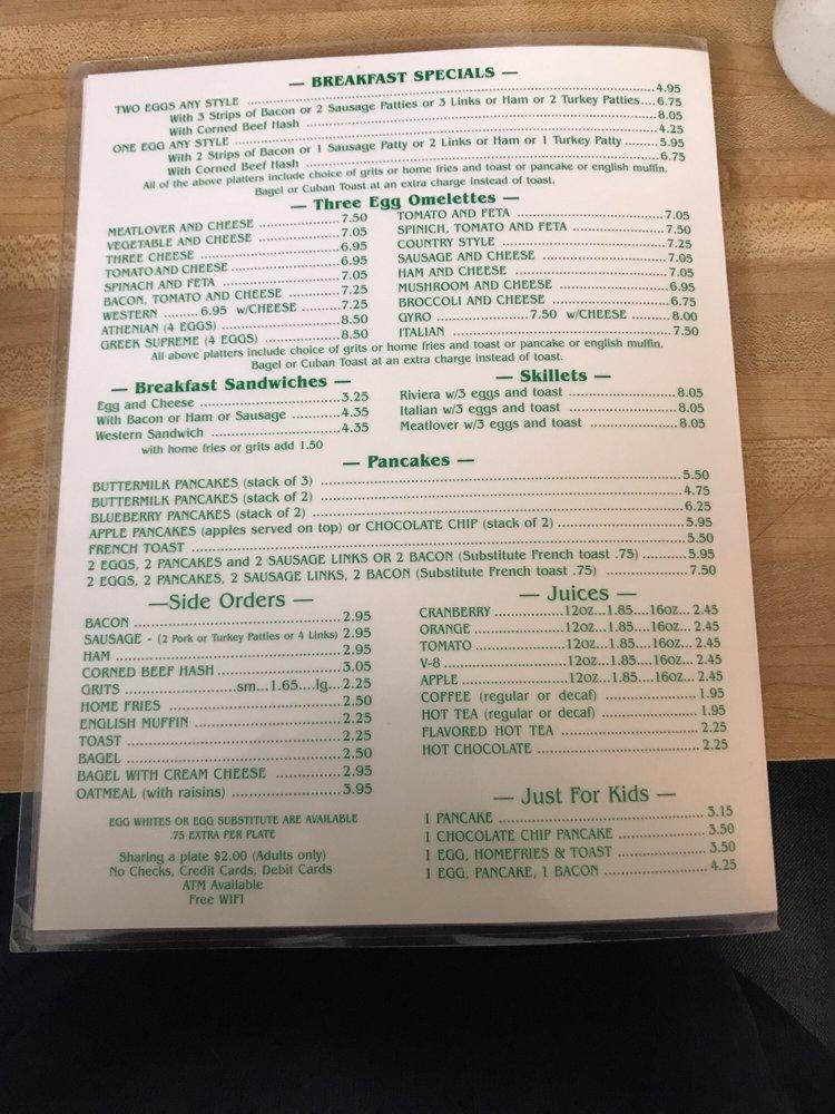 Menu at Riviera Restaurant, Tampa